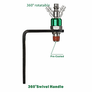 Yolass Pneumatic tool hook,1/4" NPT and 360° Rotatable L Air Rafter Hooks are Lightweight,Quick and Easy to Install for Air Blow Guns,Pneumatic Nail Guns,with Brass Joints,2-Piece