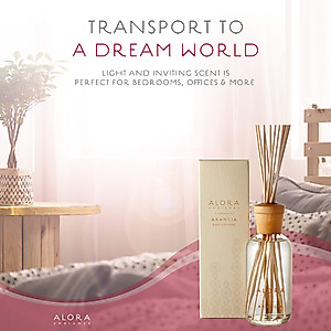 Alora Ambiance Arancia 8 oz Reed Diffuser | Long-Lasting Feminine Citrus Floral Fragrance | Beautifully Designed for Any Space