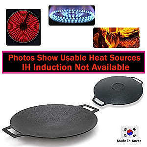SCSP - Korean BBQ Grill Non-stick Grill Circular size 13 inches[Bag included] Made In Korea/Natural Material 6 Layer Coating/Can be used for both home and outdoor stoves.