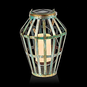 Alpine Corporation QLP1354SLR-HH-TM Alpine Metal Solar Lantern, Weathered Grey