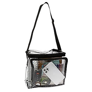 Clear Tote Bag Stadium Approved - Clear Sling Bag, Transparent See Through Small Purse for Men and Women, Beach Bag, Concert, Festival Necessities, Sports Stadium Bag, Work Shoulder Pack - 9x8x6