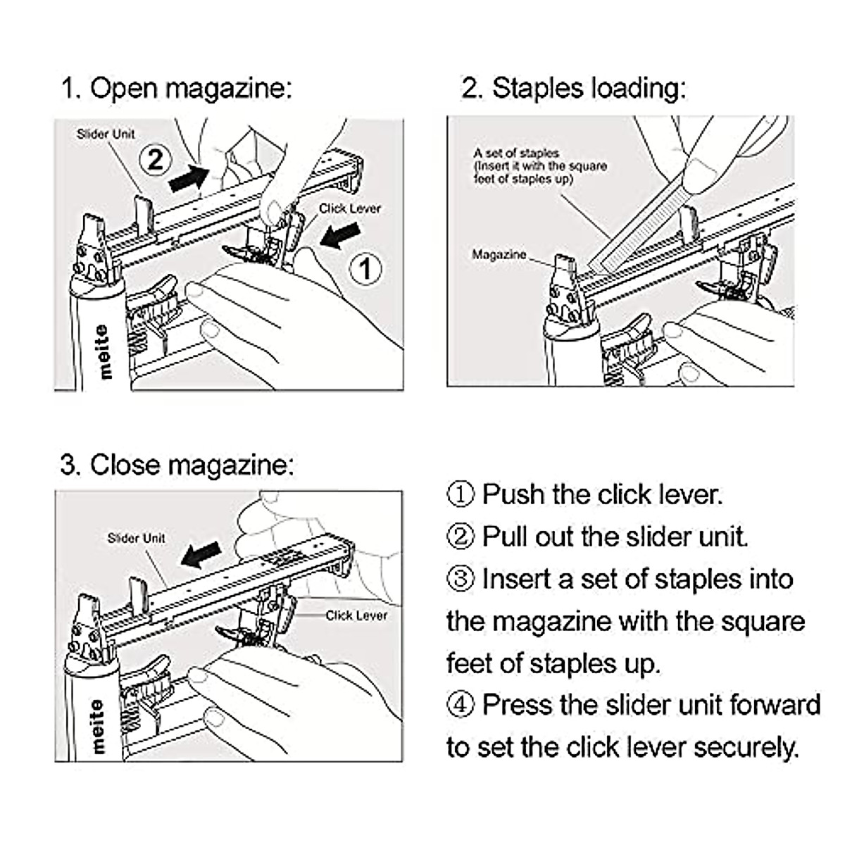 meite MT7116 with 3/8" Length 304 Stainless Steel Staples for Upholstery