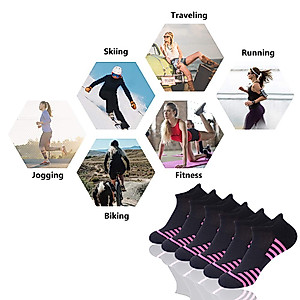 FUNDENCY 6 Pack Women Ankle Athletic Socks Low Cut Breathable Running Tab Socks with Cushion Sole