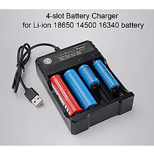 18650 Smart Battery Charger 4 Bay Fast Charge, for 3.7V Li-ion TR IMR 10440 14500 16650 14650 18350 18500 16340(RCR123) Batteries, Universal Smart Rechargeable Battery Charger
