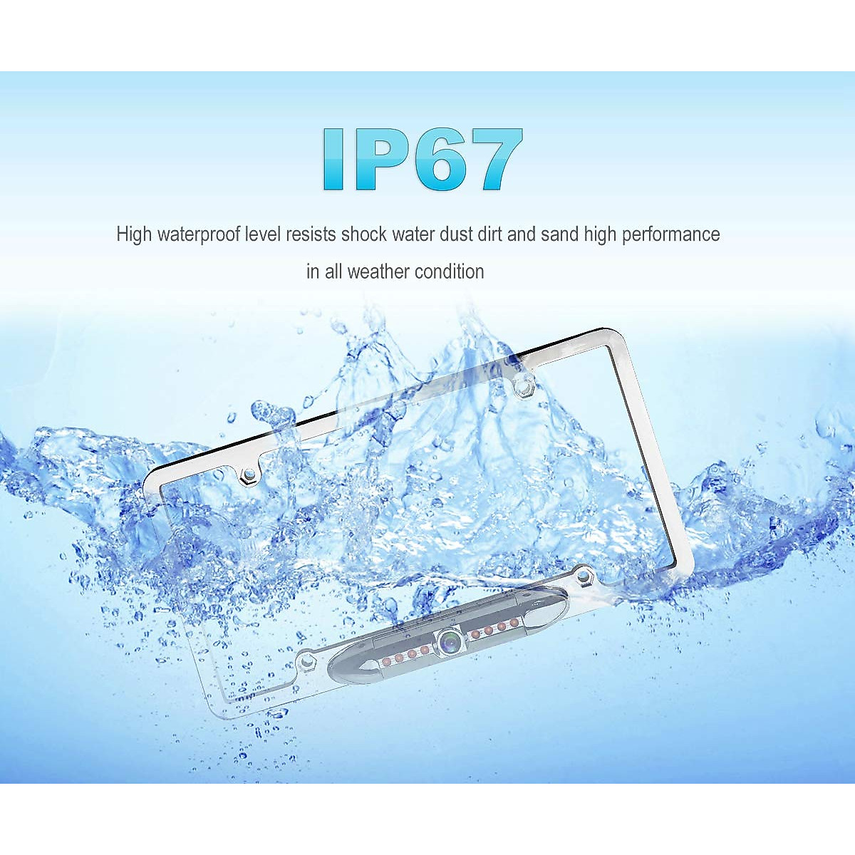 License Plate Backup Camera, JPP Front/Rear View Camera 170° Viewing Angle Universal Car Reverse Camera Waterproof 8 LED Night Vision Vehicle Reverse Camera