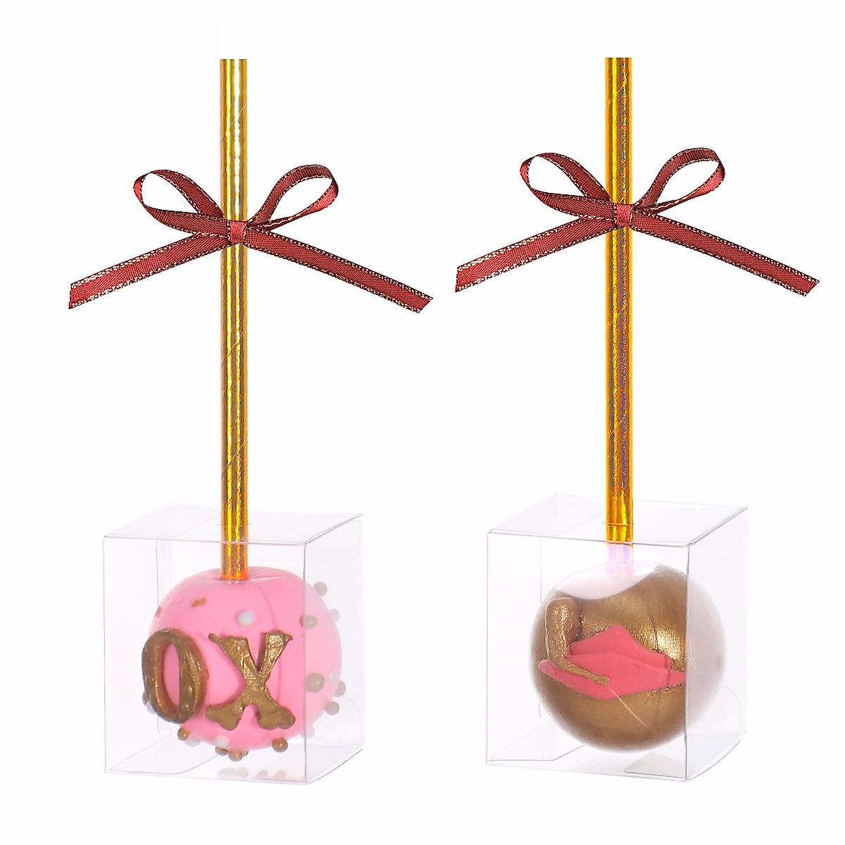 ROSPAKTEK 100Pcs 1.75" x 1.75" x 2" Single Clear Cake Pop Boxes Packaging with Hole Small Plastic Clear Treat Boxes for Wedding Favors Party Valentine's Halloween Easter Father's Mother's Day