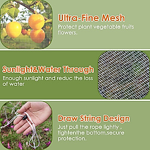 Bird Netting For Blueberry Bushes-3pcs 3.2 X 4.9 Ft,Strawberry Plant Protector,Cicada Netting For Young Trees,Blueberry Bush Netting,Plant Covers From Insects,Plant Netting For Bugs,Fruit Tree Netting
