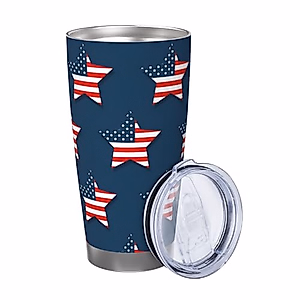 HQFFPOO 20 oz Tumbler with Lid and Straws Coffee Travel Mug Stainless Steel Cups Insulated Coffee Mug Leak Proof for Women, Sports, Outdoor, Gym, Men - 4th July