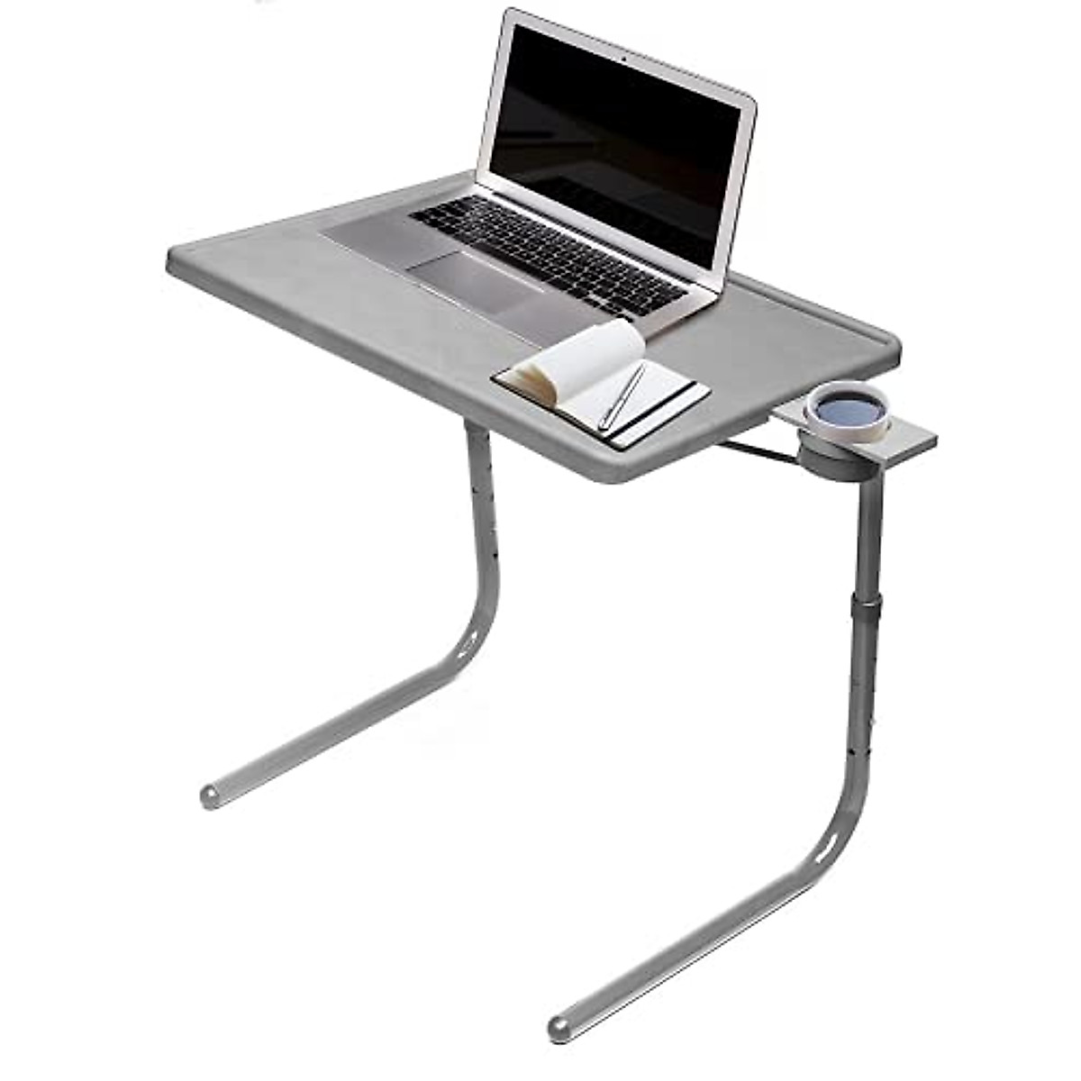 Table Mate II TV Tray Table - Folding TV Dinner Table, Couch Table Trays for Eating Snack Food, Stowaway Laptop Stand, Portable Bed Dinner Tray - Adjustable TV Table with 3 Angles, Cup Holder, Silver