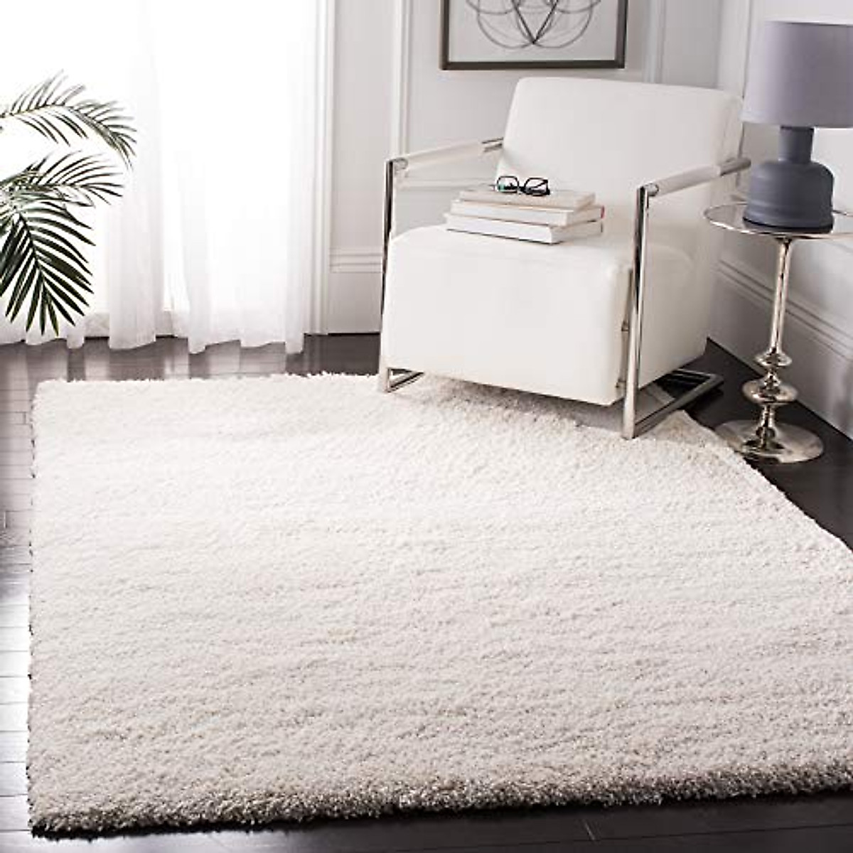 SAFAVIEH Royal Shag Collection Area Rug - 8' x 10', Cream, 2-inch Thick Ideal for High Traffic Areas in Living Room, Bedroom (RYG115A)