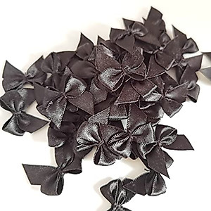 Micomon 50pcs 1-Inch Mini Ribbon Bows for Crafts Small Black Bows Christmas Decoration Embalishement Scrapbooking(Black)