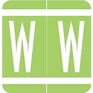 AMZfiling Alpha Labels on 3-Ring Binder Sheets- Letter W, Lime, GBS/VRE Compatible (Polylaminated, 200/Package)