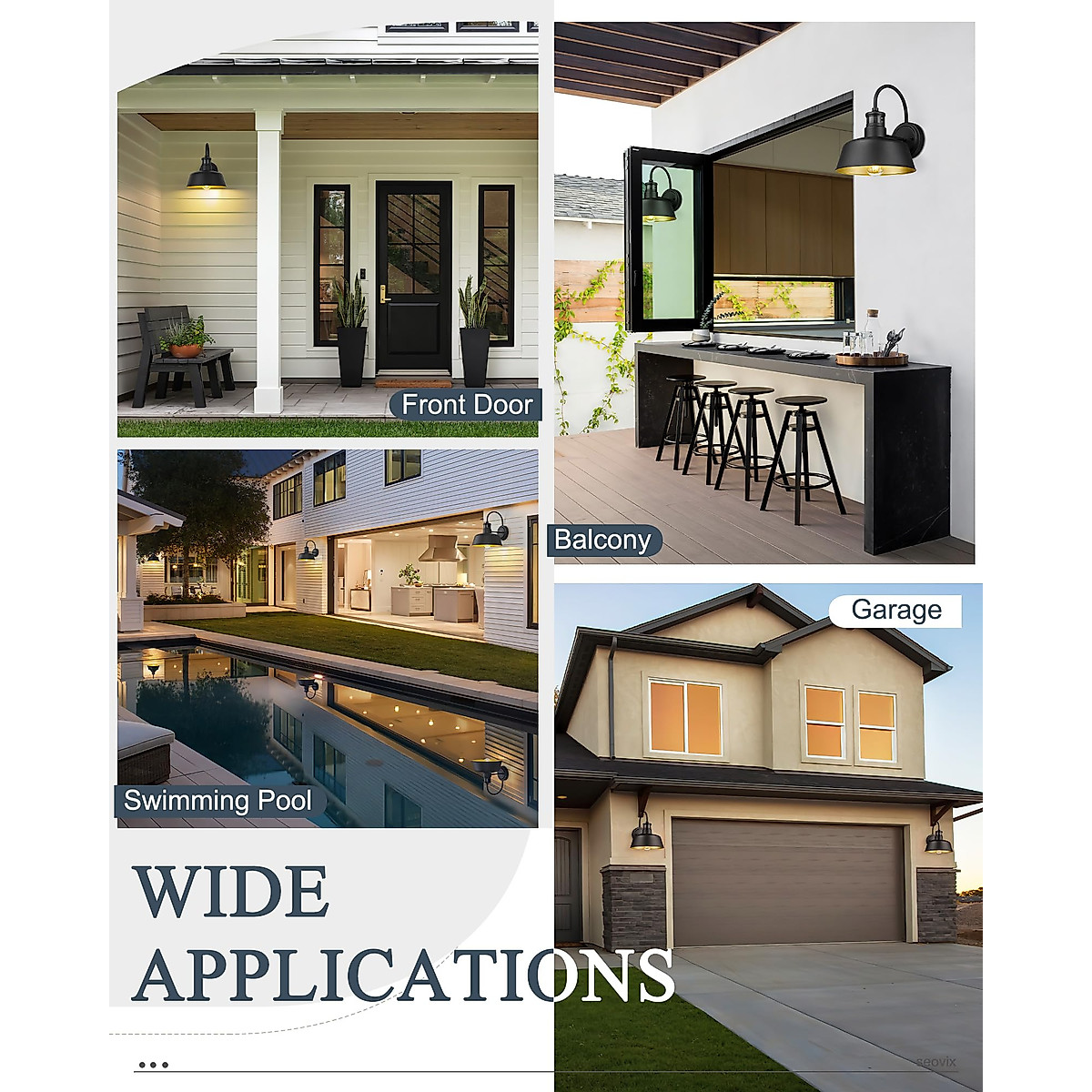 Seovix Motion Sensor Outdoor Barn Lights, Dusk to Dawn Outdoor Wall Light Fixtures with E26 Base Socket, IP65 Waterproof Exterior porch light for Garage, Entrance, Doorway, Entryways, HS2213-1