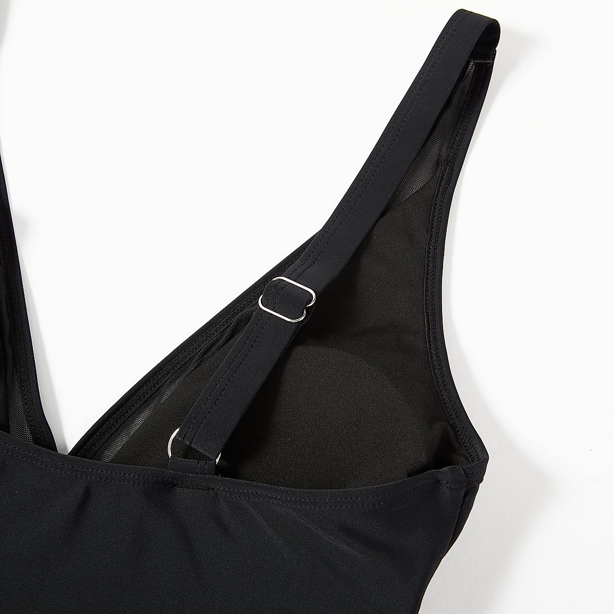 SUUKSESS Women Slimming Tummy Control One Piece Swimsuits Sexy Mesh High Waisted Monokini Bathing Suits (Black, L)