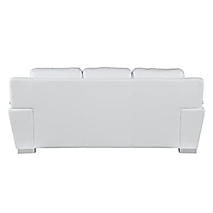 Blackjack Furniture Binion Leather Match Upholstered Modern Living Room Sofa, White