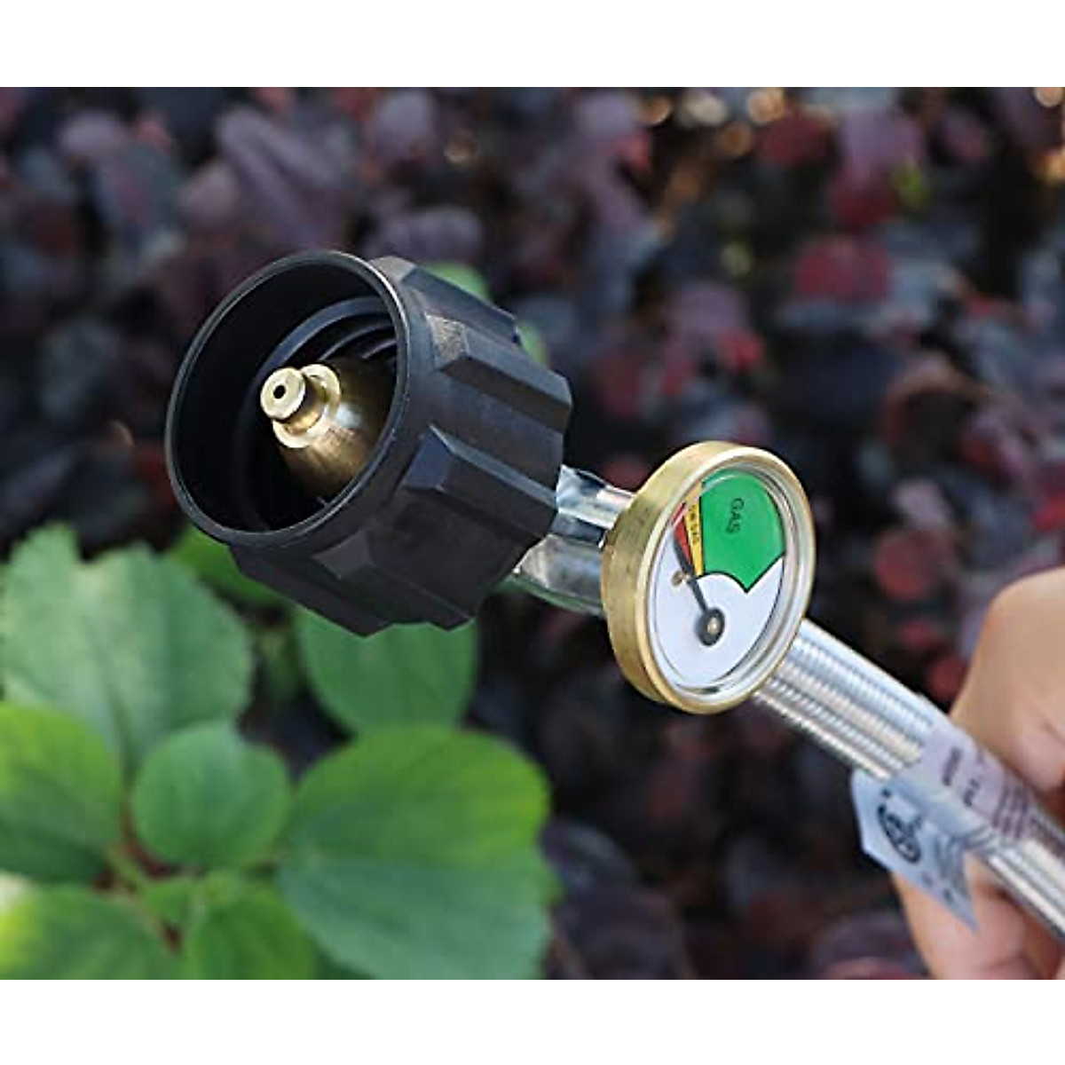 15 Ft Stainless Steel Braided Propane Adapter Max 350 Psi Hose with Pressure Gauge 5-40 Lb Convert Replace for Qcc1/type1 Tank Connects 1 Lb Bulk Portable Appliance to 5-40 Lb Propane Tank Cylinder