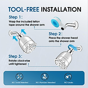 High Pressure Boosting Shower Head, ALOHOME 6 Powerful Spray Settings - Perfect for Low Water Pressure Homes, 3.6" Luxury Modern Chrome Finished Shower Head with 360° Adjustable Brass Ball Joint