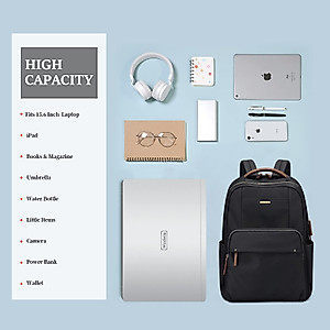 GOLF SUPAGS Laptop Backpack for Women Computer Bag Casual Daypack Fits 15.6 Inch Notebook Work Travel Backpacks (Black)