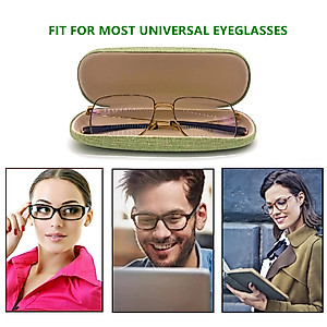 CHZZMS 6 Pack Hard Shell Eyeglasses Case Protector Linen Fabrics Glasses Case for Men Women