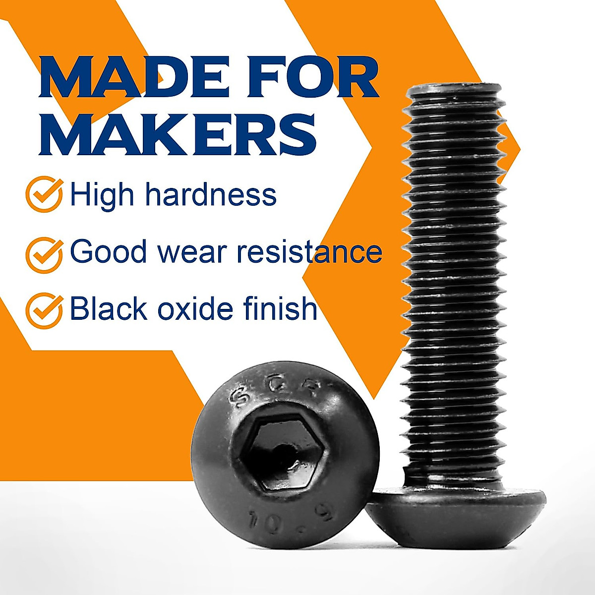 M6 x 25mm Button Head Socket Cap Screws 10.9 Grade Alloy Steel, Allen Socket Drive, Black Oxide Finish, Machine Thread, 100 PCS