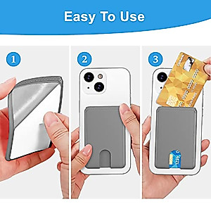 SHANSHUI 3 Pack Phone Card Holder Ultra Slim Phone Credit Card Holder Stick on Wallet Anti-Lost Design Phone Wallet Pocket Compatible for iPhone and Most Smartphones - Black White Grey