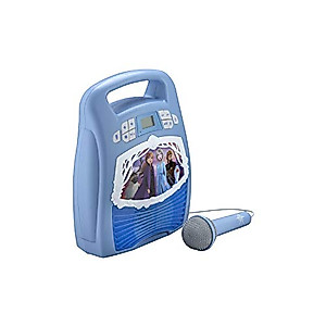 Frozen 2 Bluetooth Portable MP3 Karaoke Machine Player with Light Show Store Hours of Music with Built in Memory Sing Along Using The Real Working Microphone USB Port to Expand Your Content