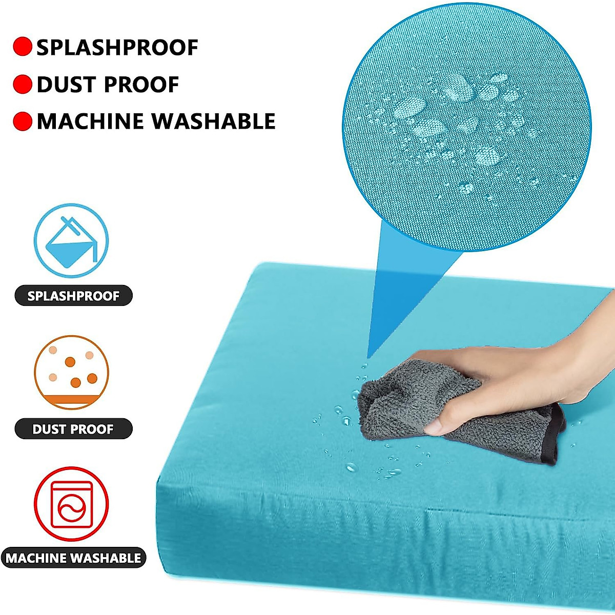 SUSIE'S GARDEN 6p Outdoor Cushion Slipcovers Outdoor Patio Cushions Covers Replacement Waterproof with Zipper for 5-Seat Outdoor Rattan Sofa Patio Furniture Cushion Covers Teal Blue, Covers Only