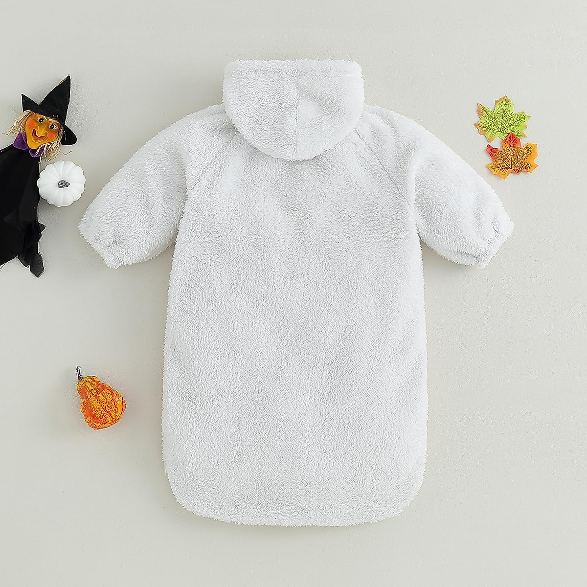 BOIBOKOKO Baby Girl Boy Halloween Costumes Ghost Long Sleeve Hoodie Romper Jumpsuit Cute Baby Halloween Outfit (White, 0-3 Months)