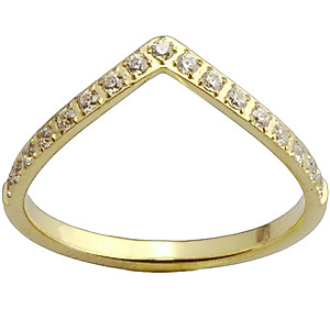 Jude Jewelers Stainless Steel Chevron Stacking Eternity Wedding Statement Promise Cocktail Party Anniversary Ring (Gold, 6)