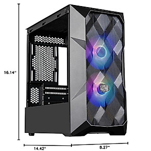 Cooler Master TD300 Mesh White Micro-ATX Tower with Polygonal Mesh Front ana Removable Top Panel, ARGB/PWM Hub Tempered Glass, Dual Sickleflow PWM ARGB Lighting Fans