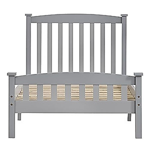 KRHINO Cap Vertical Bed Double Platform Bed Frame with slatted headboard Wooden Bed Frame with footrest, Supported by 12 Wooden slats, no Spring Box Required (White) 灰色