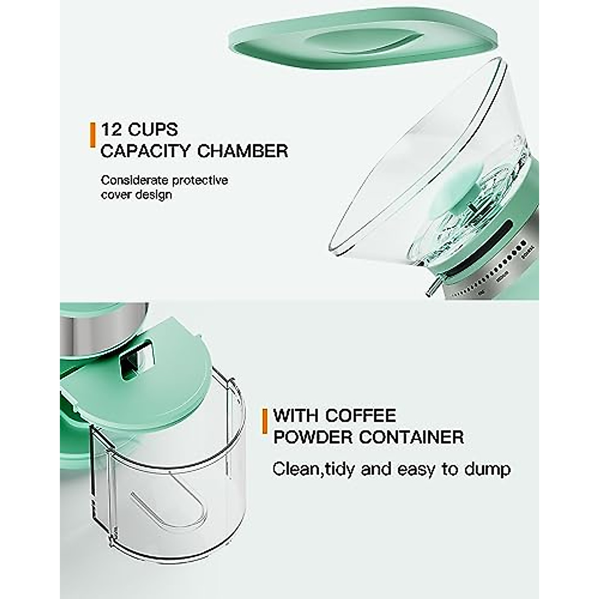 Electric Conical Burr Coffee Grinder, Adjustable Burr Mill with 19 Precise Grind Setting, Stainless Steel Coffee Grinder Electric for Drip, Percolator, French Press, Espresso, Green