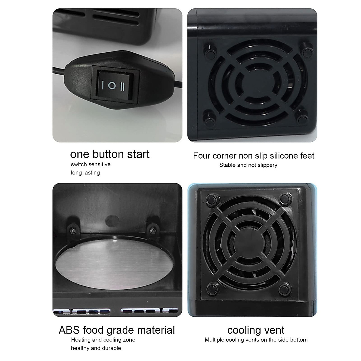 PUSOKEI Car Fridge, Isolated Cooling, Mini Fridge with Cooling and Heating Function, USB Powered, Energy Saving Semiconductor, Low Decibel, for Cosmetics Beverages(Black)