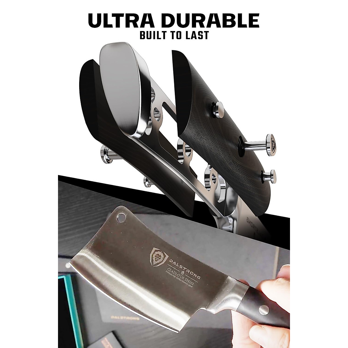 Dalstrong Meat Cleaver Knife -4.5"- Gladiator Series Elite-Heavy Duty Giftable Kitchen Knife - Black Handle-Razor Sharp Knife-Forged High Carbon German Steel -w/Sheath-NSF Certified