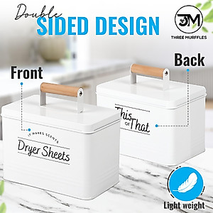 Three Murffles | Dryer Sheet Holder | White Dryer Sheet Dispenser | Laundry Room Organization and Storage Containers | Farmhouse Laundry Room Decor and Accessories | Cute Laundry Organization