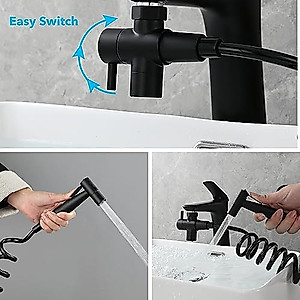 Roscid Sink Faucet Sprayer Set, Handheld Bidet Sprayer for Toilet, Metal Sprayer, with M22 M24 G1/2 Adapters and 3m Hose for Kitchen Sink, Bathroom or Toilet, Matte Black. (Faucet Not Included)