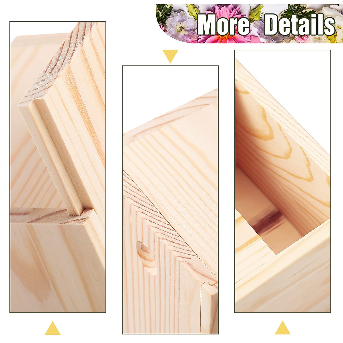 3 Pieces 7.87 x 3.94 x 3.15 Inch Unfinished Wood Box with Sliding Lid, Small Wooden Storage Crates Container Empty Gift Boxes Pencil Box for Crafts Project Hobby Wood