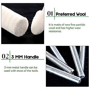 Keadic 100pcs Multifunctional Wool Felt Polishing Bits Mandrel Mounted Grinding Buffing Accessories Attachment Set - 1/8 Inch Shank