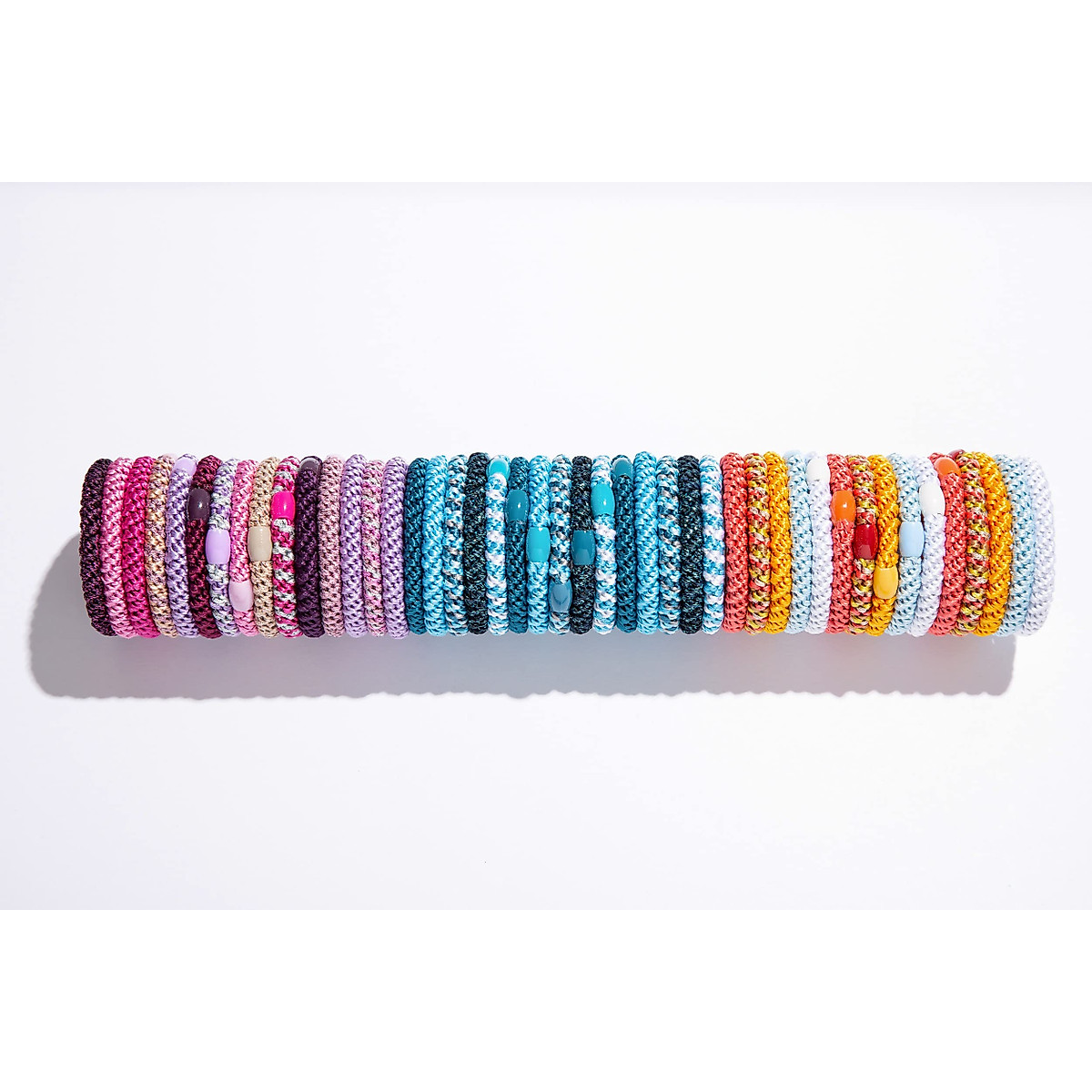 L. Erickson Grab & Go Pony - Cotton Candy - 8 Pack Ponytail Holder Hair Ties - Pink and White Mix