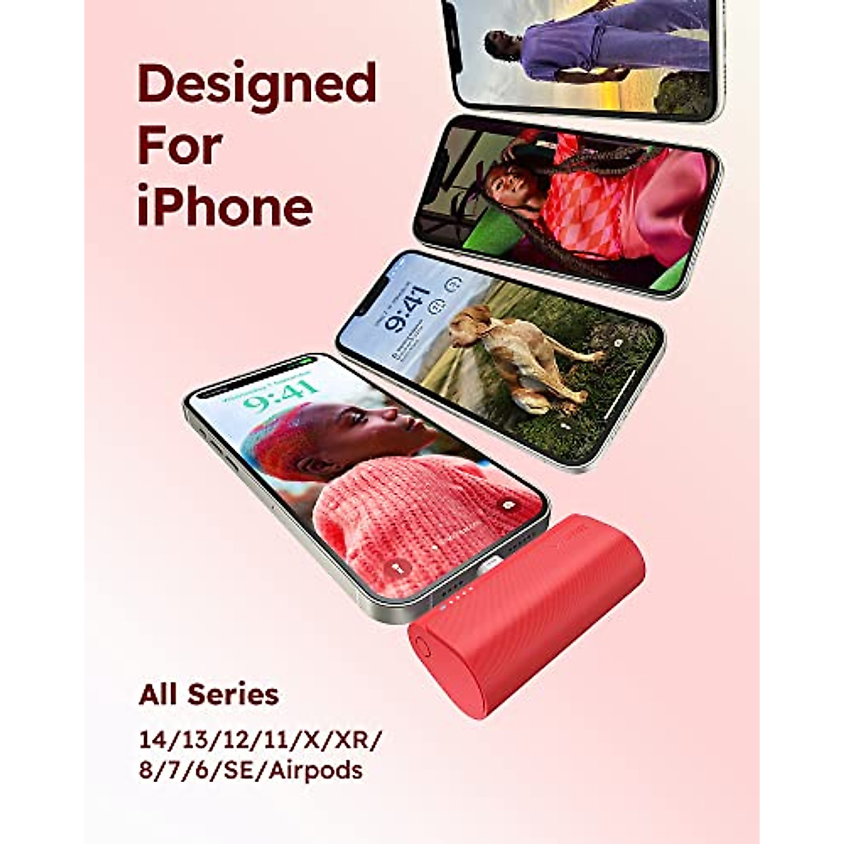 VEGER Mini Portable Charger for iPhone, 5000mAh 20W PD Fast Charging Battery Pack, Cordless Portable External Backup Charger for iPhone 13, 12, 11, 8, 7, XR, XS Max, Pro Max, AirPods