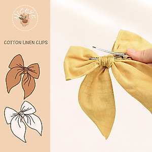 Niceye Pack of 15 Fable Girls Hair Bows Cotton Linen Alligator Hair Clips or Little Girls Toddlers Kids Neutral Handmade Hair Accessories - 5.5” bow