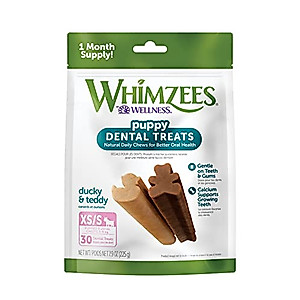 WHIMZEES by Wellness Puppy Natural Dental Chews for Dogs, Long Lasting Treats, Grain-Free, Freshens Breath, Extra Small/Small Breed, 30 count