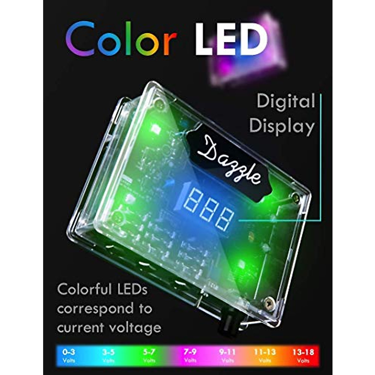 RetroDeco Dazzle Professional Power Supply- Digital Display, Color LEDs & Dual Output