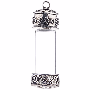 Solid Oak Steampunk Glass Pendant 1/Pkg-Large Vial, Silver