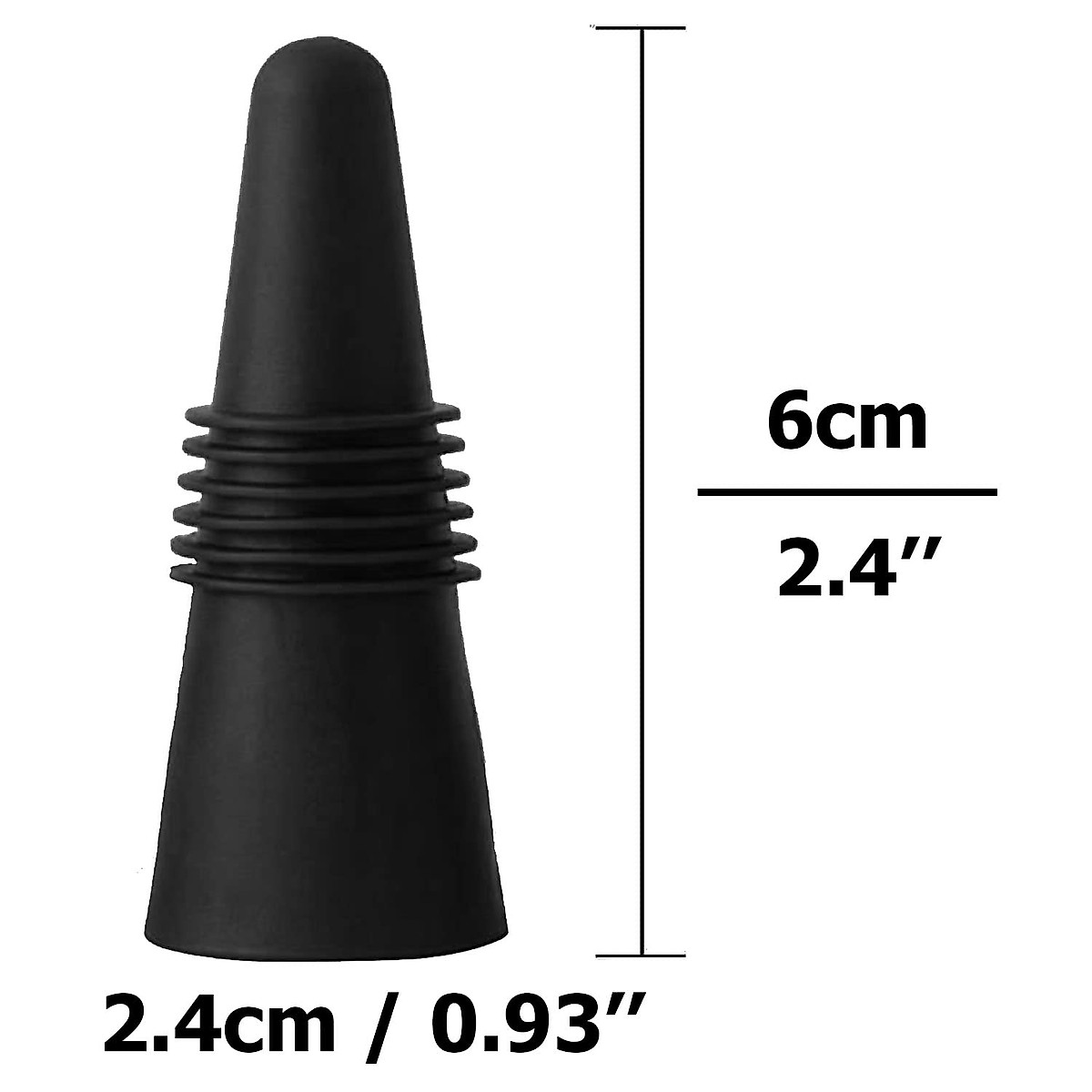 ANIN 8 pcs of Wine Stoppers, Reusable Silicone Beverage Bottle Sealer Replacement with Grip Top for Cork to Keep the Wine Fresh - Black