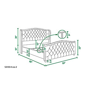 Jennifer Taylor Home Marcella Upholstered Shelter Headboard Bed Set, King, Antique White Polyester