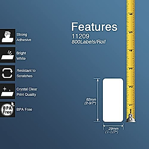 BETCKEY - Compatible Barcode Labels Replacement for Brother DK-1209 (2.4" x 1.1"), Use with Brother QL Label Printers [10 Rolls + 2 Reusable Cartridges]