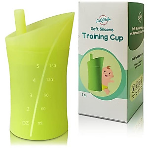 LuQiBabe Silicone Training Cup with Straw Lid | Sippy Cups | Toddler Cup with Straw - Microwave & Freezer Safe BPA Free Food-Grade Silicone Babies Water Drinking Cup (5 oz)