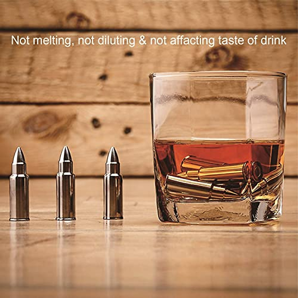 Whiskey Bullet Stones, Stainless Steel Whisky Rocks, Reusable ice Cube Metal Ice, Gifts for Men Dad, Christmas Stocking Stuffer, Whiskey Stones Rocks Bullet Shaped Ice Cubes (Size : Large)