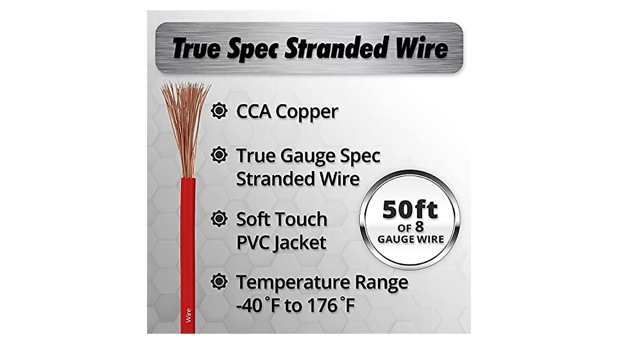 InstallGear 1/0 Gauge CCA Wire - Car Amplifier Power Cable (25ft)
